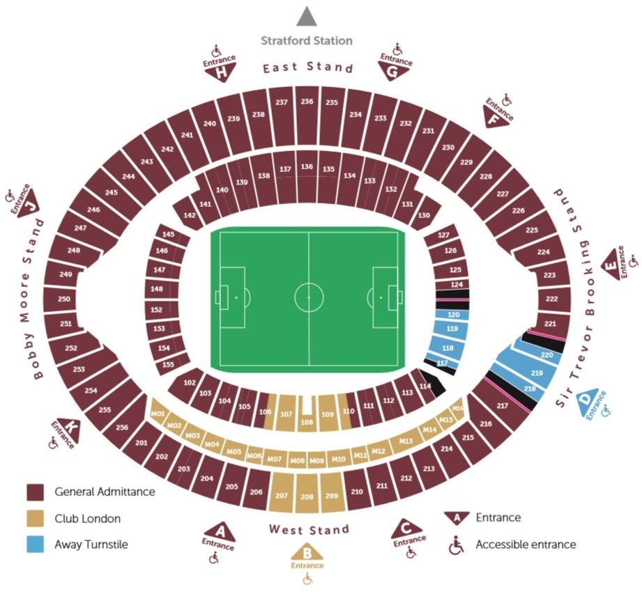 London Stadium Seating Plan With Seat Numbers And Rows