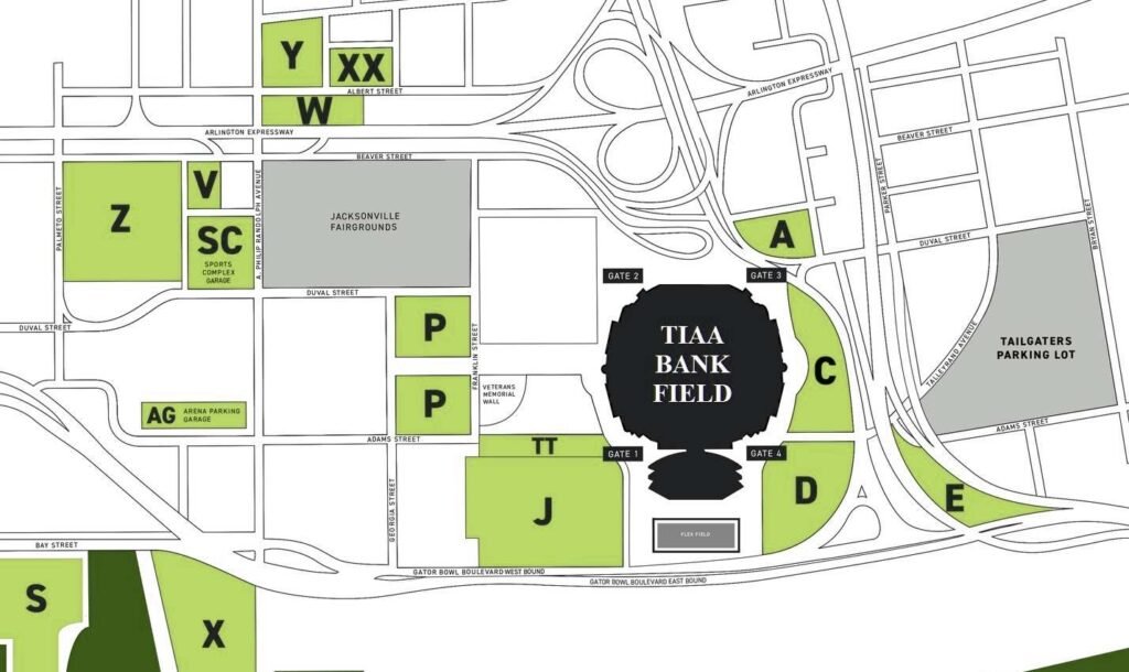 TIAA Bank Field Seating Plan, Ticket Price, Booking, Parking Map