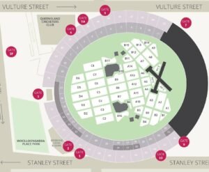 The Gabba Brisbane Cricket Ground Seating Map 2023 with Rows, Parking ...