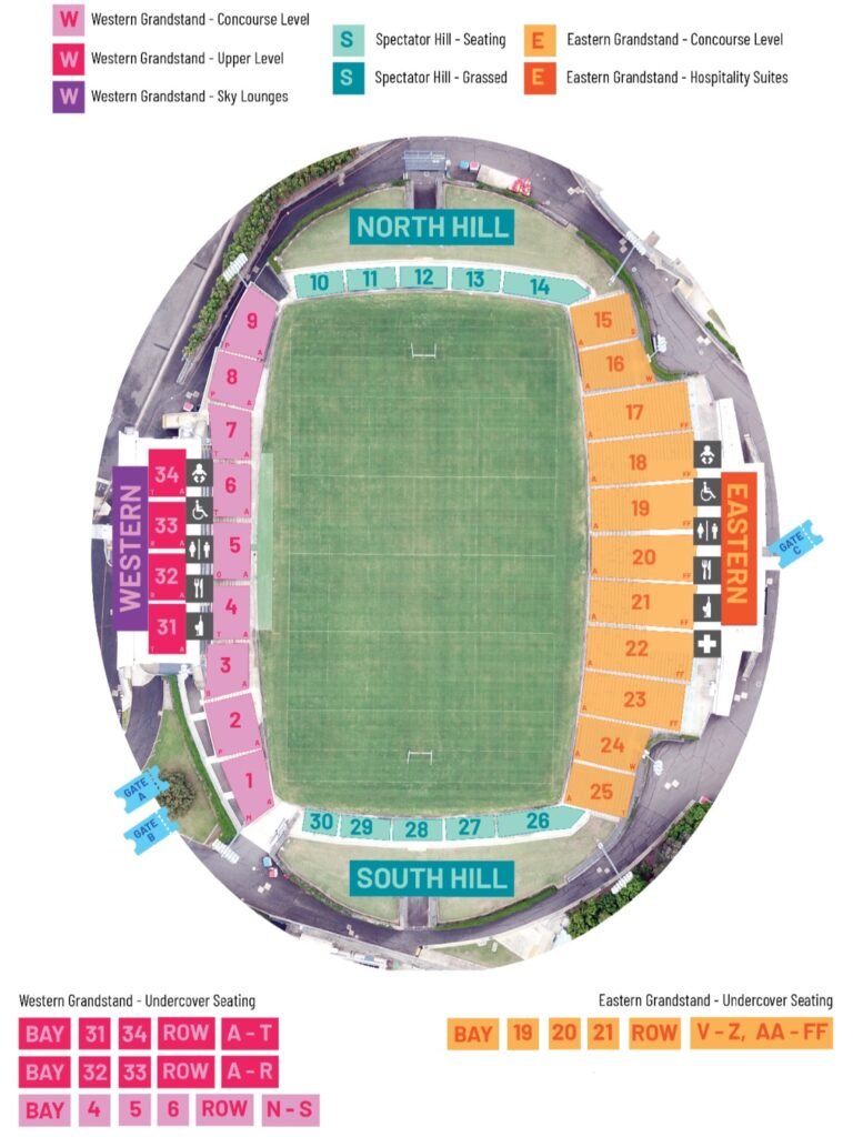 Campbelltown Stadium Seating Map 2024 with Rows, Parking, Tickets Price, Booking
