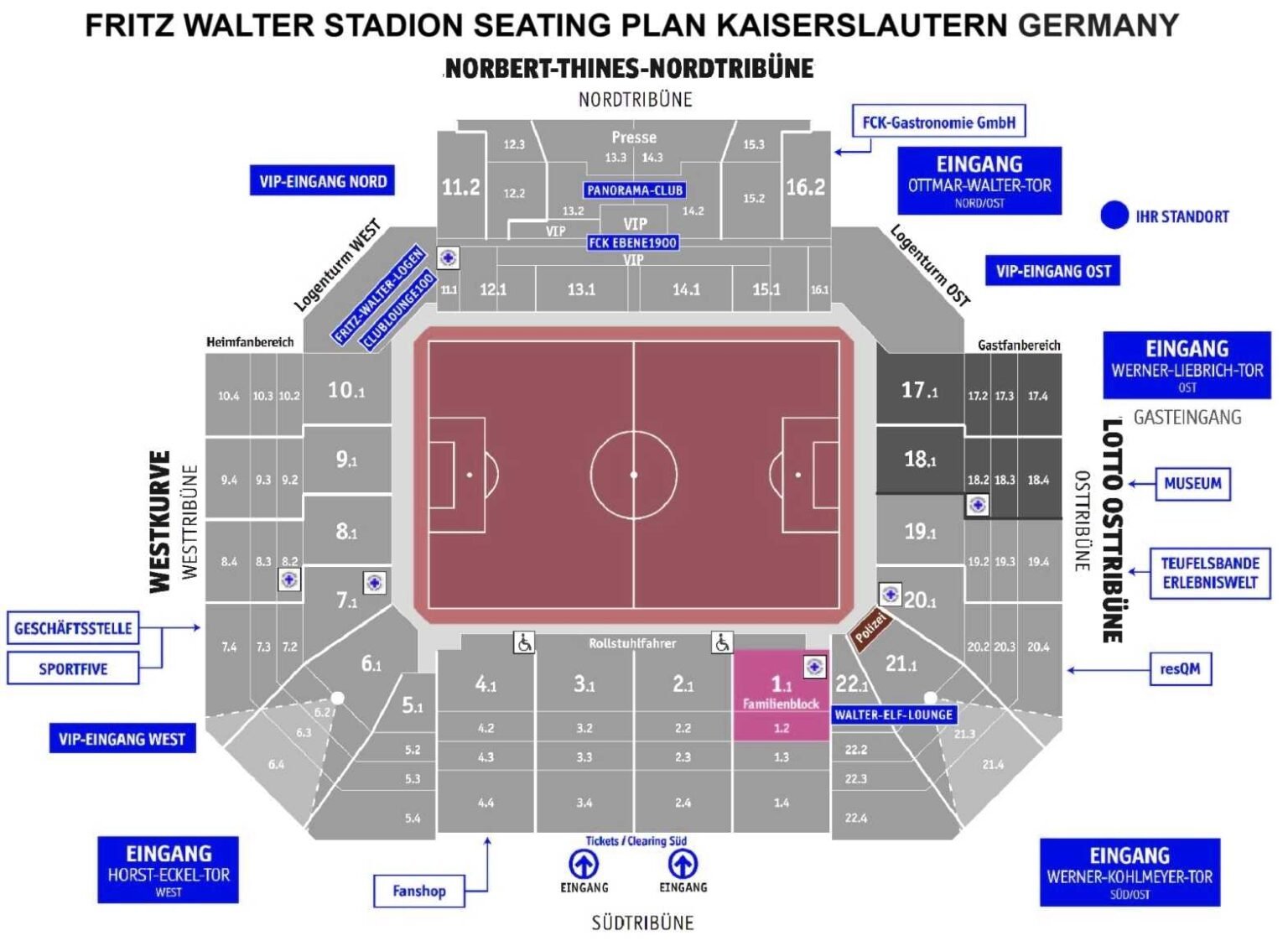 Fritz Walter Stadion Seating Map, Parking Map, Ticket Price, Booking