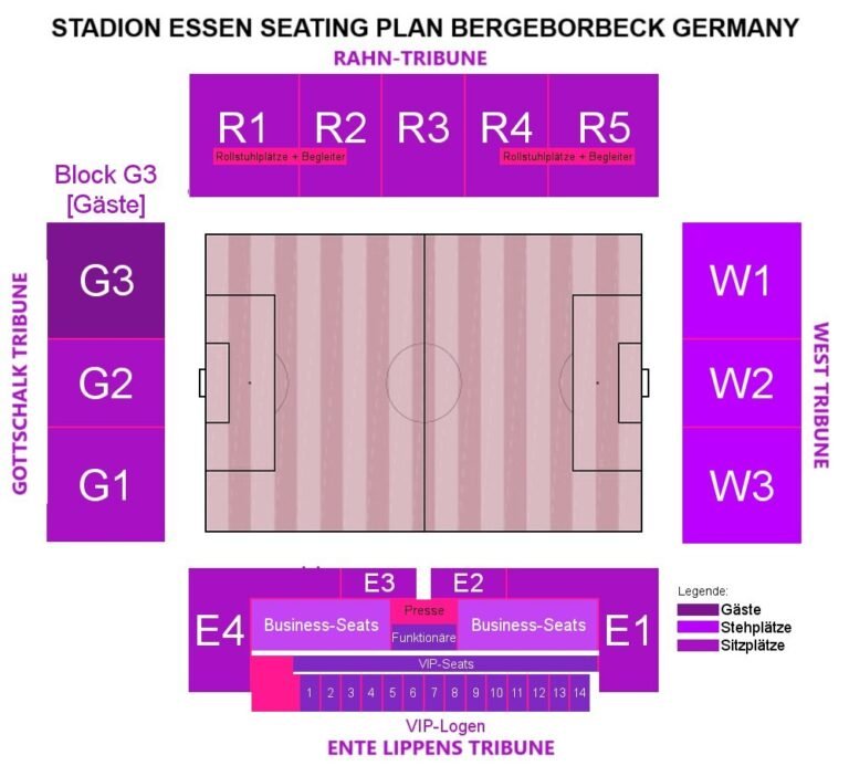 Stadion Essen Seating Plan, Parking Map, Ticket Price, Booking