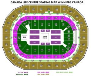 Canada Life Centre Seating Chart with Seat Numbers and Rows