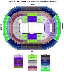 Canada Life Centre Seating Chart with Seat Numbers and Rows