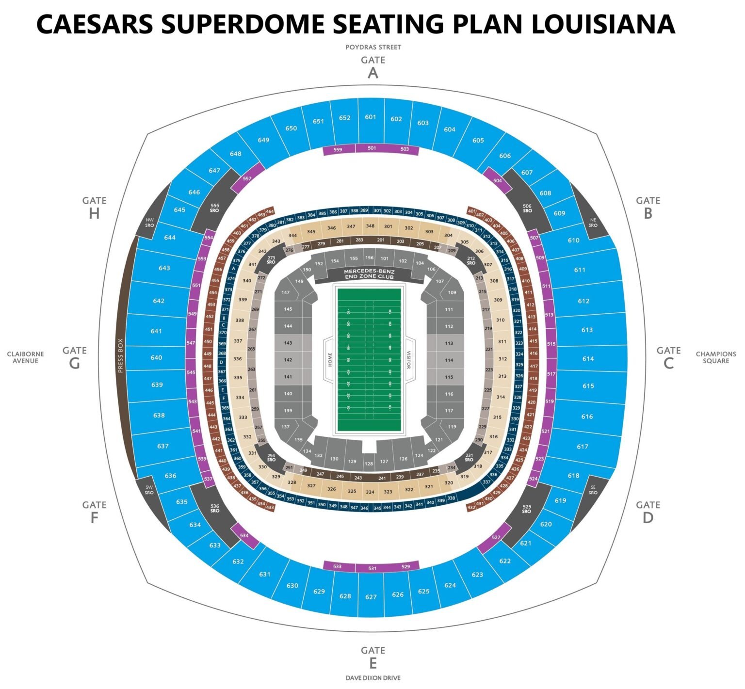 Caesars Superdome Seating Plan, Parking Map, Ticket Price, Ticket Booking