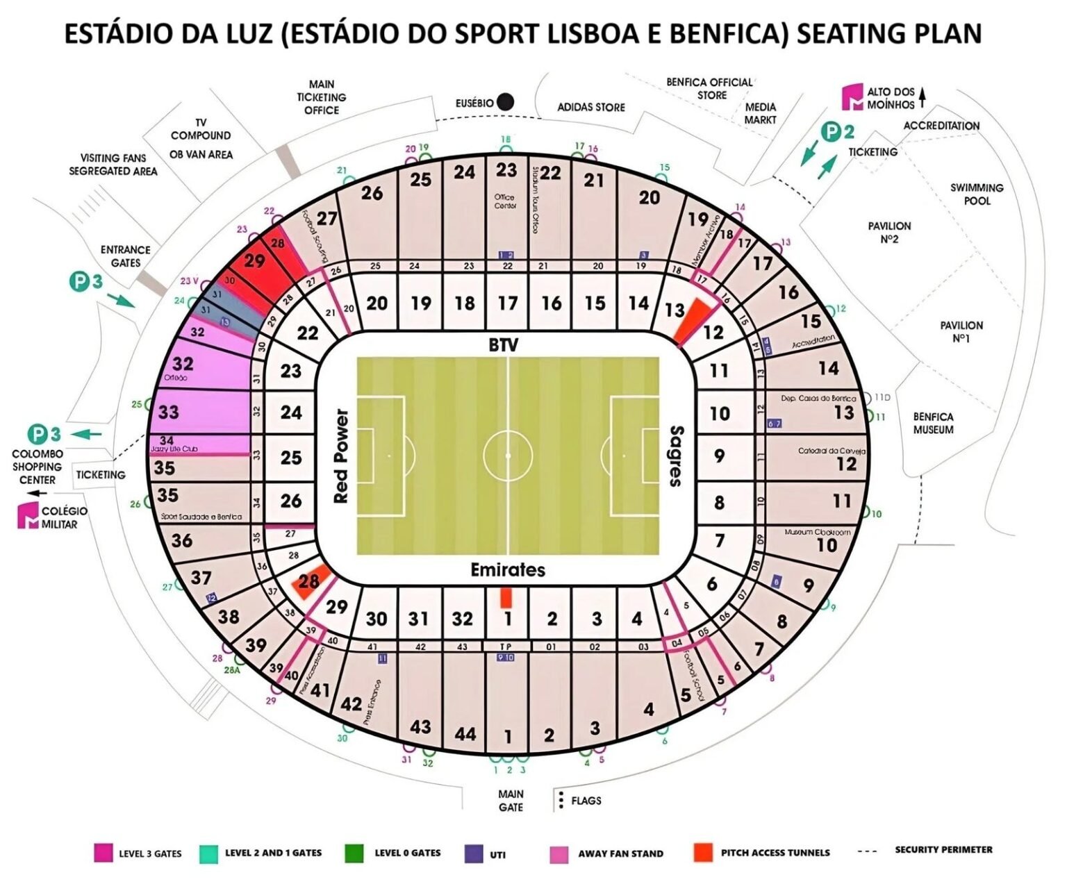 Estádio da Luz Seating Plan, Parking Map, Ticket Price, Ticket Booking
