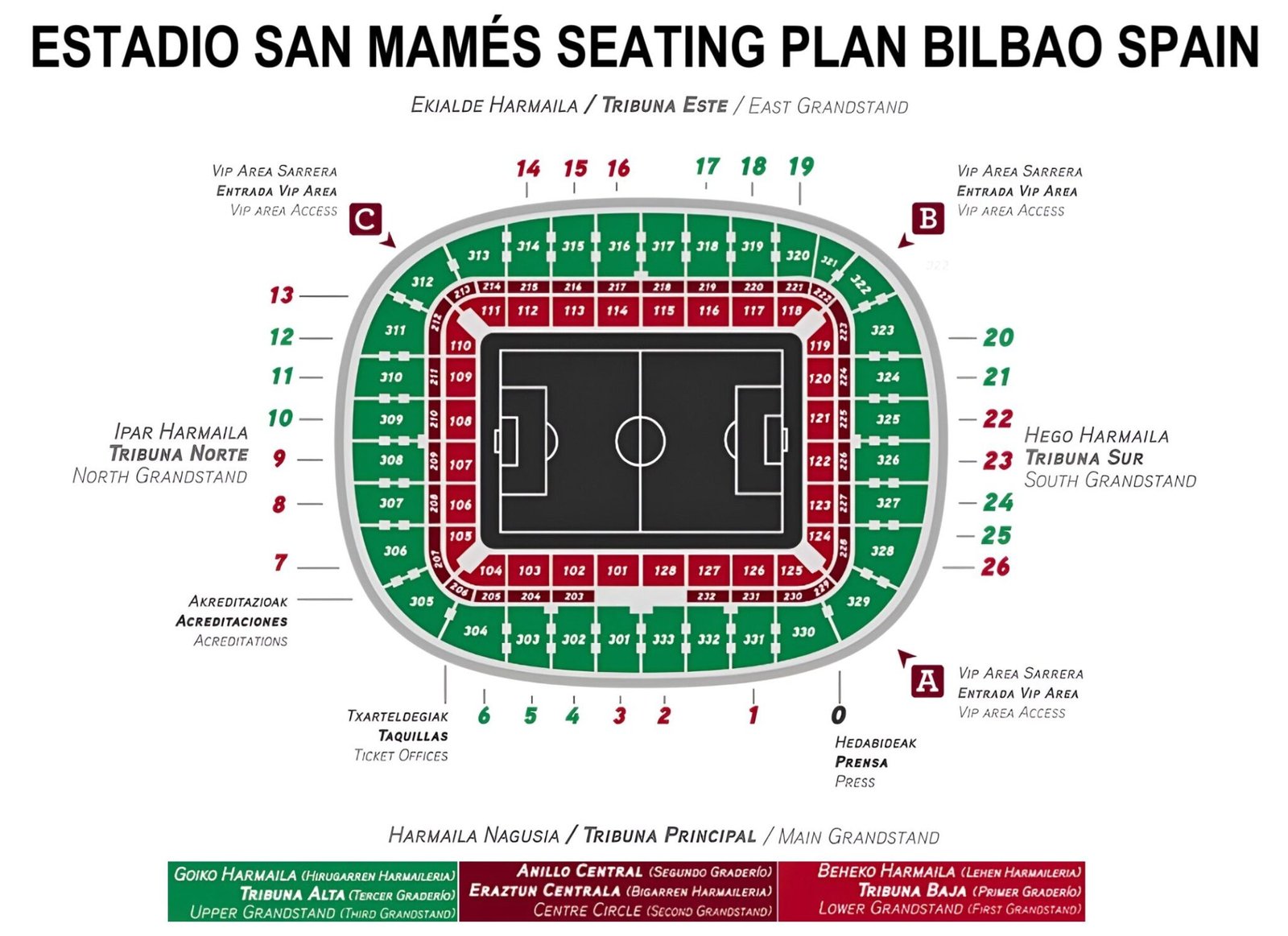 Estadio San Mamés Seating Map, Parking Map, Ticket Price, Booking