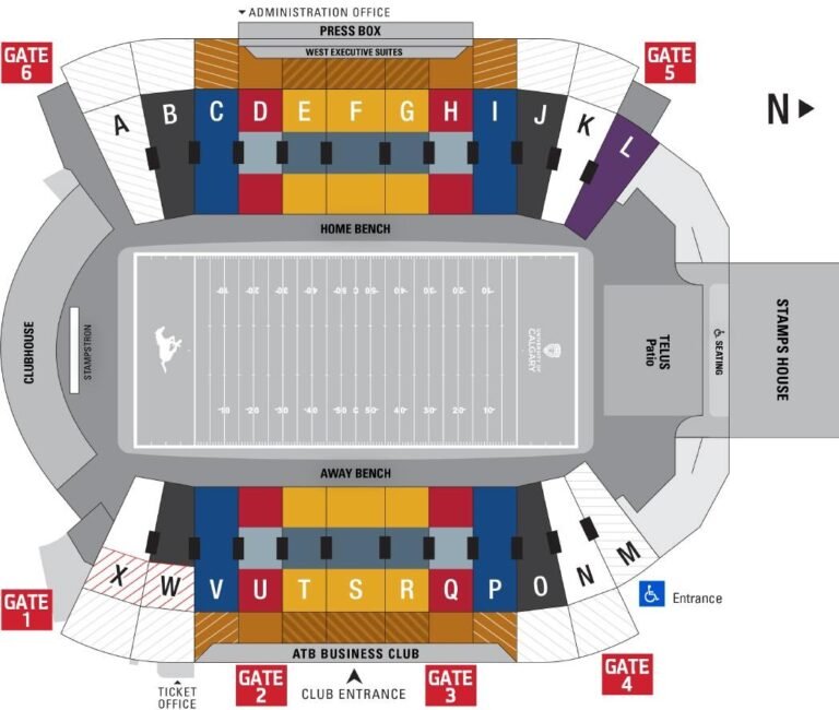 McMahon Stadium Seating Chart with Seat Number and Row