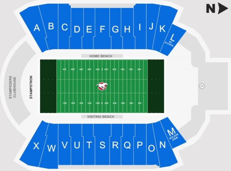McMahon Stadium Seating Plan with Seat Numbers, McMahon Stadium Seat Map