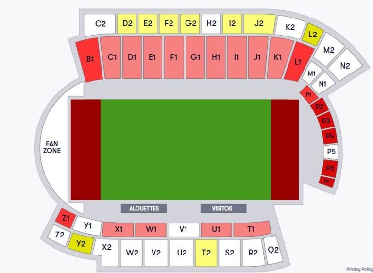 Molson Stadium Seating Plan with Seat Numbers, Molson Memorial Stadium ...