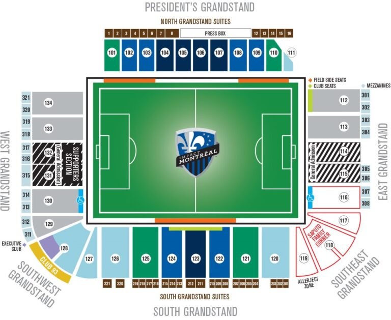 Saputo Stadium Seating Plan with Seat Numbers, Saputo Stadium Seat Map