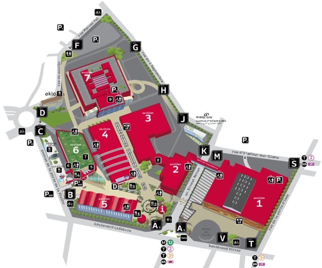 South Paris Arena Seating Plan with Seat Numbers, Parking Map