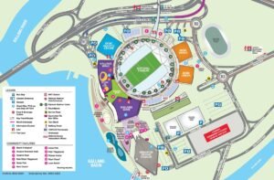 Singapore National Stadium with Seat Numbers and Rows, Parking Map