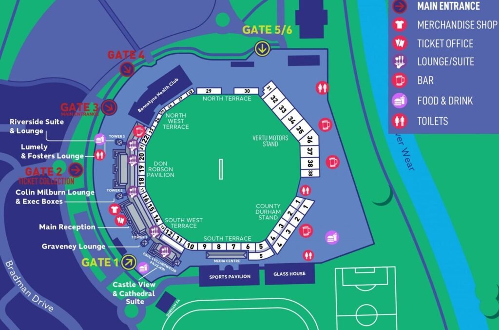 Durham Riverside Ground Seating Plan 2026, Banks Homes Riverside Map